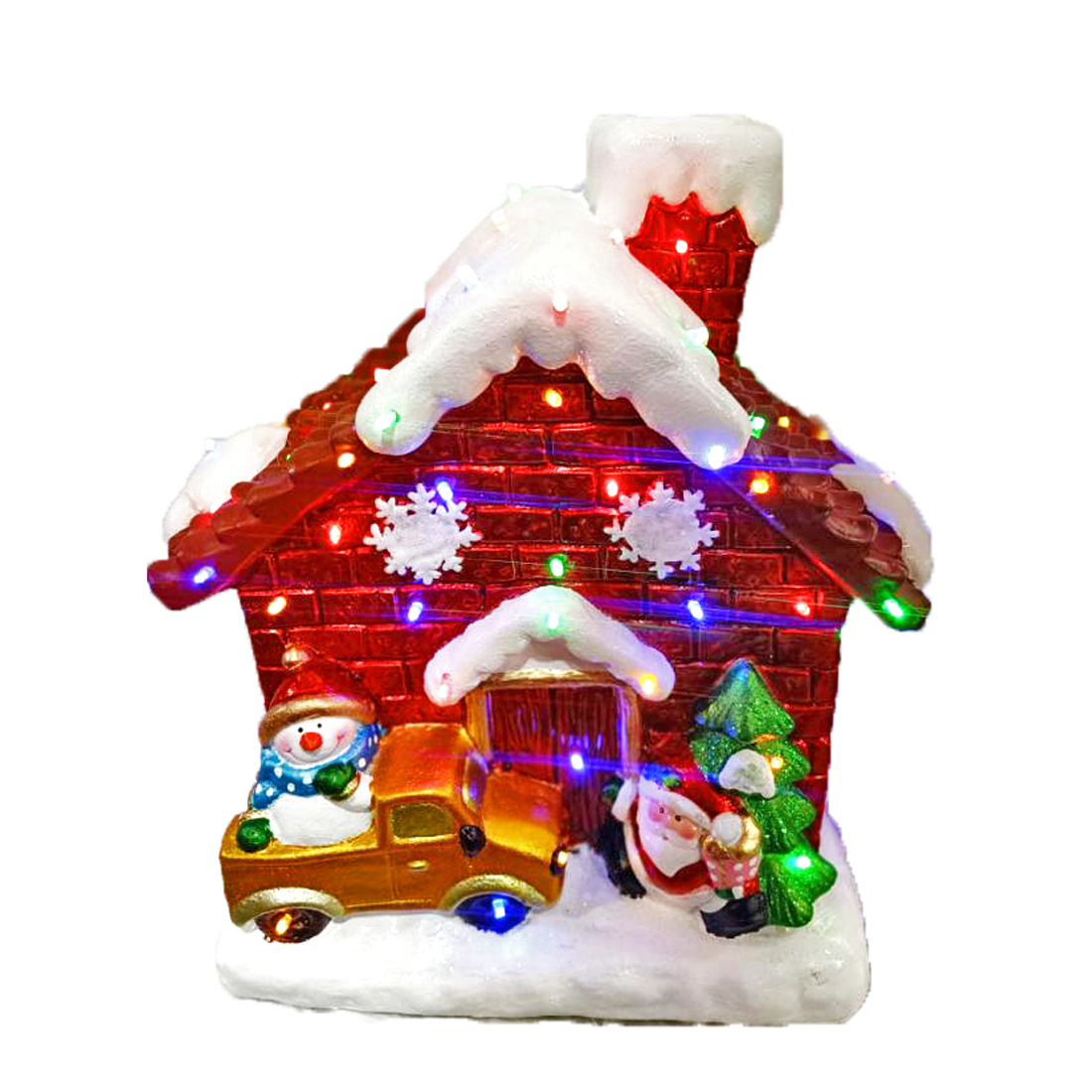 CHRISTMAS MINIATURE HOUSE WITH LED LIGHTS 17" X 12" X 9" (RED) by LIMAN ...