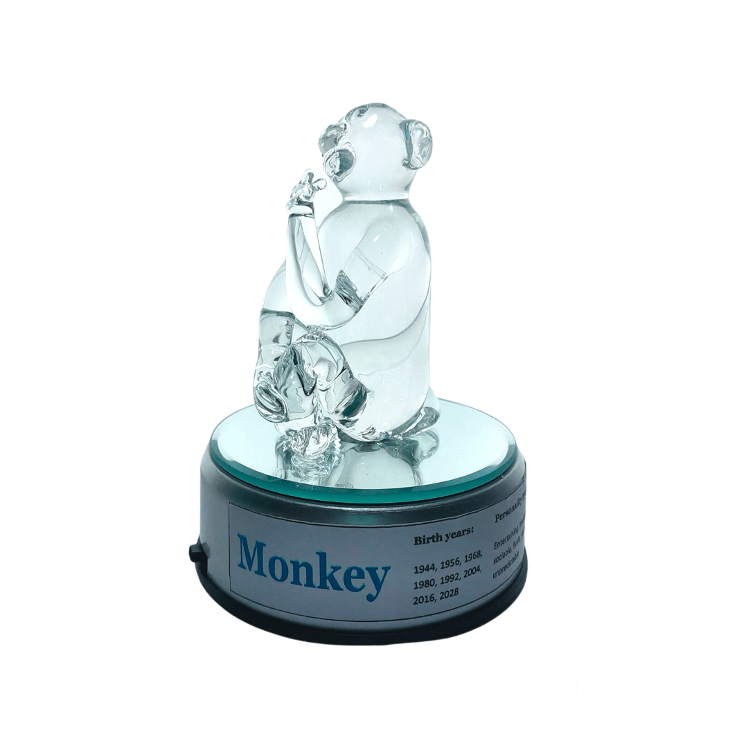 MONKEY CHINESE ZODIAC SIGN LUCKY CHARM FIGURINE WITH ROTATING BASE CZGF ...