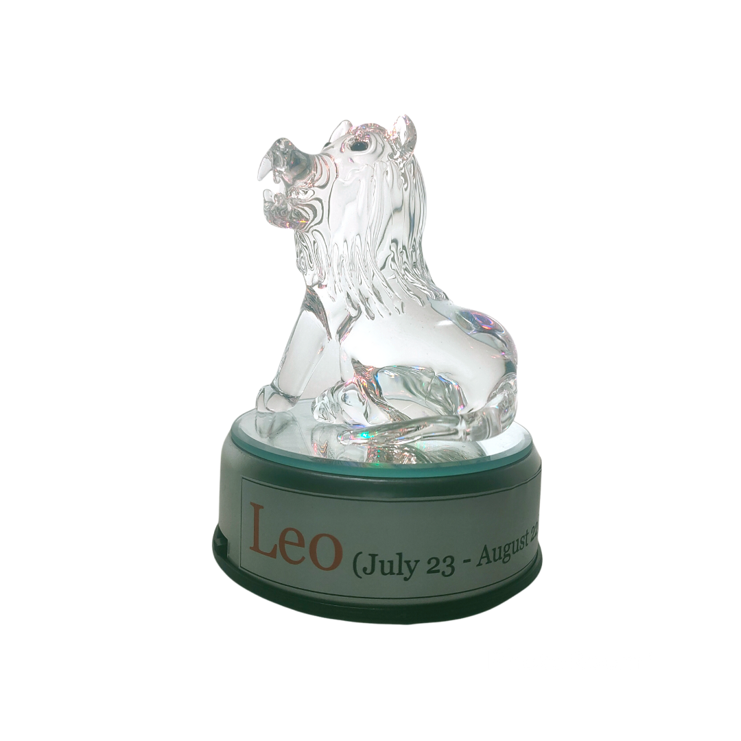 LEO LION ZODIAC SIGN GLASS FIGURINE HOROSCOPE COLLECTION EZGF-005 by ...