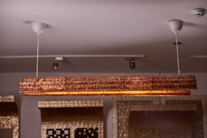 FLUTED CAPIZ HANGING LAMP (LARGE HALF ARC) by TIMBERMATE - HMT ...